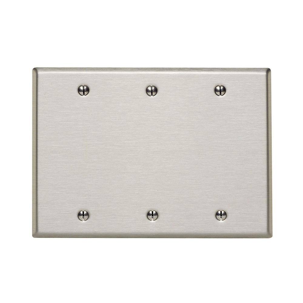 Leviton Stainless Steel 3-Gang Blank Plate Wall Plate (1-Pack) 84033-40