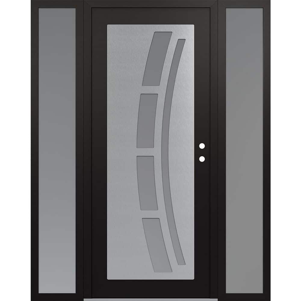 Tessari Doors C12 60 in. x 80 in. Silver P Left-Hand/Inswing Frosted ...