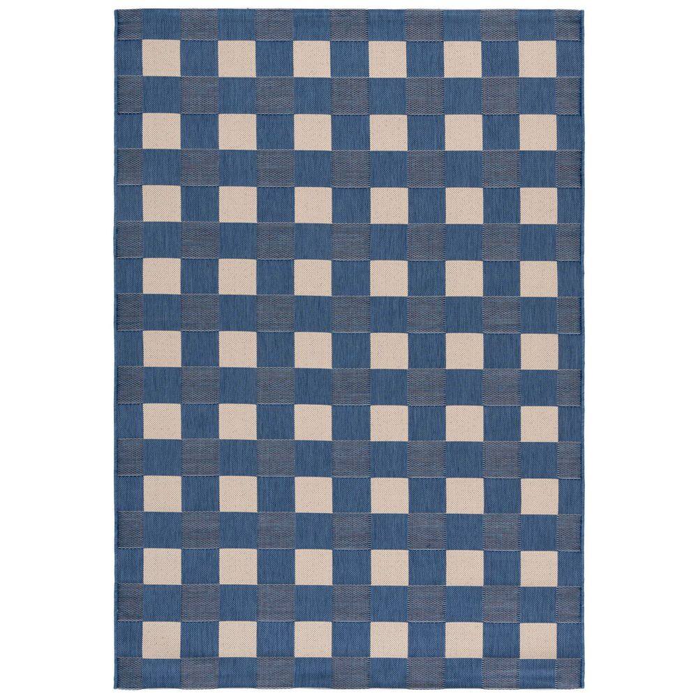 SAFAVIEH Courtyard Blue/Beige 5 ft. x 8 ft. Plaid Grid Indoor/Outdoor ...