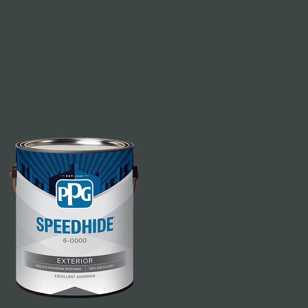 SPEEDHIDE 1 gal. PPG14-05 Dark As Night Satin Exterior Paint PPG14-05SX ...
