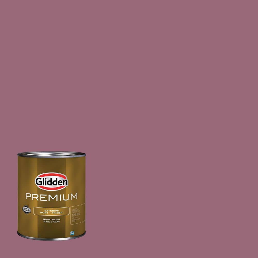 Glidden Premium 1 qt. PPG1045-6 Wild Geranium Flat Exterior Latex Paint ...