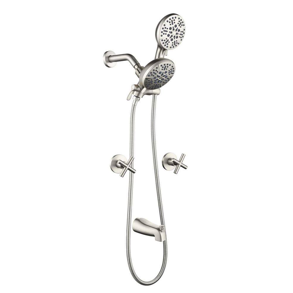 Miscool Vara 2 Cross Handle 7-Spray 3-Way Tub and Shower Faucet 1.8 GPM ...