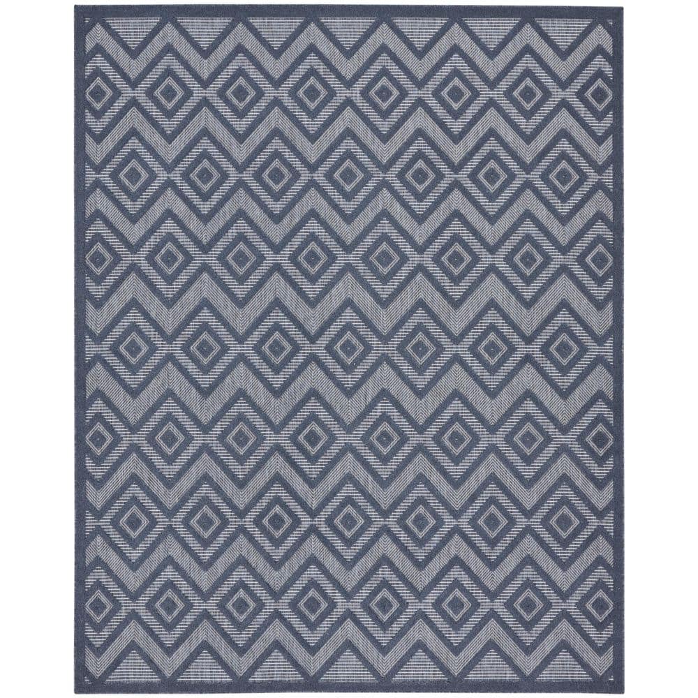 Nourison Versatile Navy Blue 8 ft. x 10 ft. Diamond Contemporary Area ...