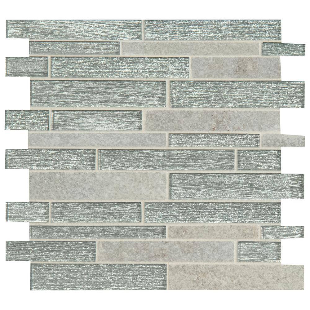 MSI Evita Ice Interlocking 11.75 in. x 12 in. Textured Glass; Stone ...