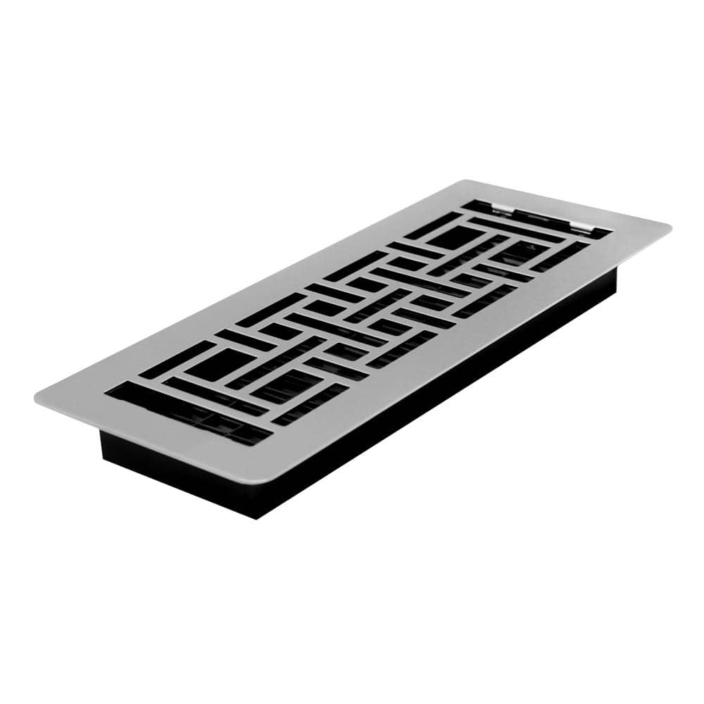 Decor Grates 4 in. x 12 in. Oriental Low Profile Steel Plated Nickel ...