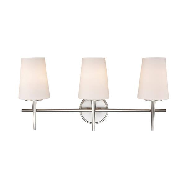 Bel Air Lighting Horizon 24 in. 3-Light Brushed Nickel Bathroom Vanity ...