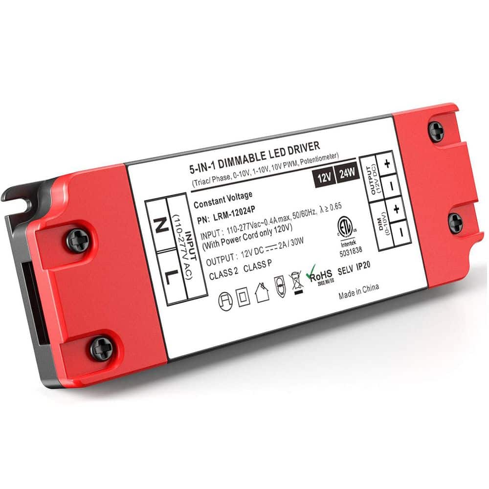 24W 12V Dimmable LED Driver 5 in 1 AC to DC Lighting Power Supply ...