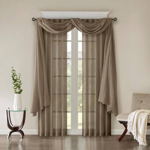 Madison Park Kaylee 144 in. L x 42 in. W Taupe 100 polyester Sheer Window Scarf MP40 4512 The Home Depot