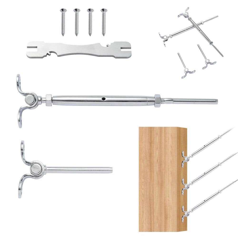 SVOPES T316 Stainless Steel Adjustable Angle 1/8 in. Cable Railing Kit ...