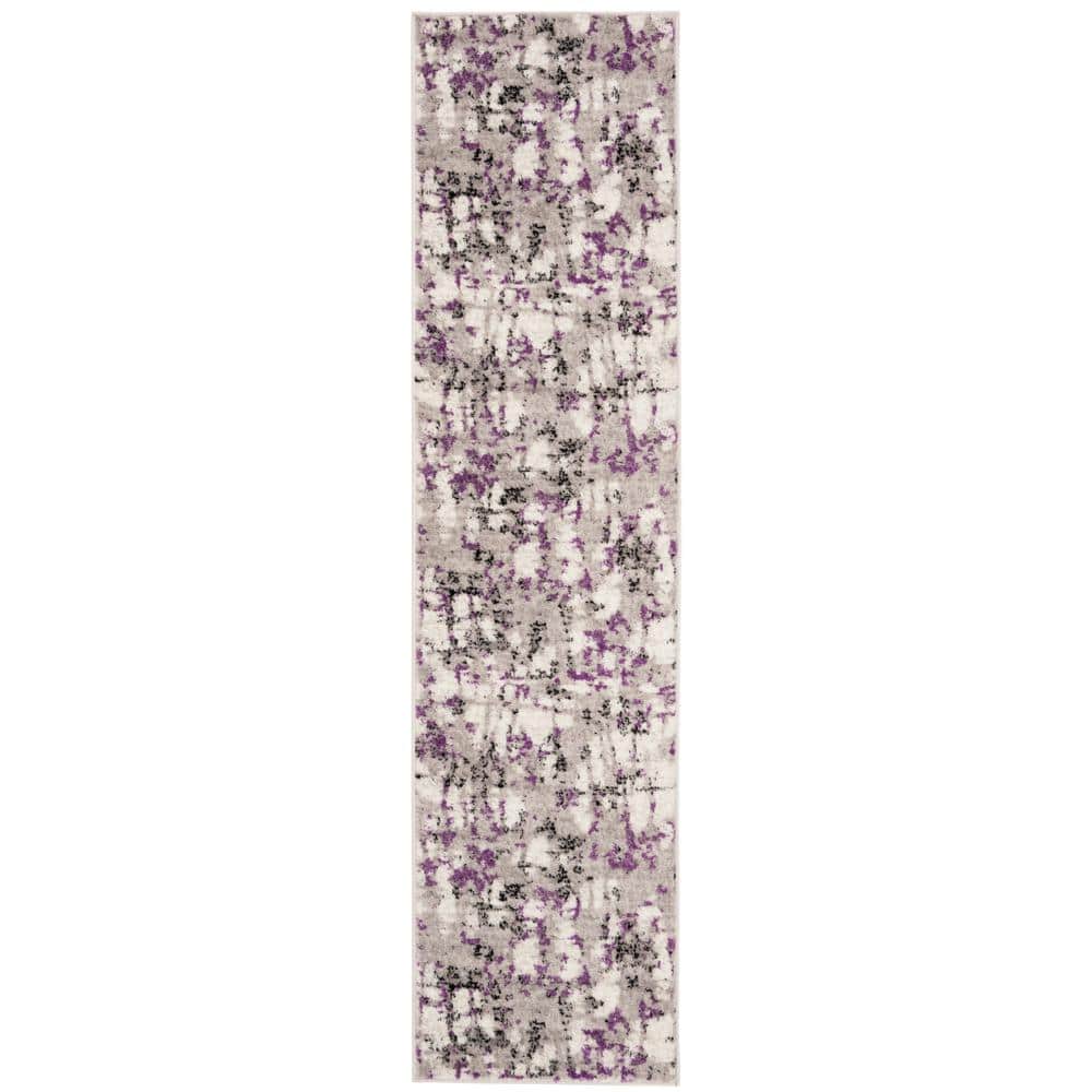 SAFAVIEH Skyler Gray/Purple 2 ft. x 6 ft. Geometric Runner Rug SKY193R ...