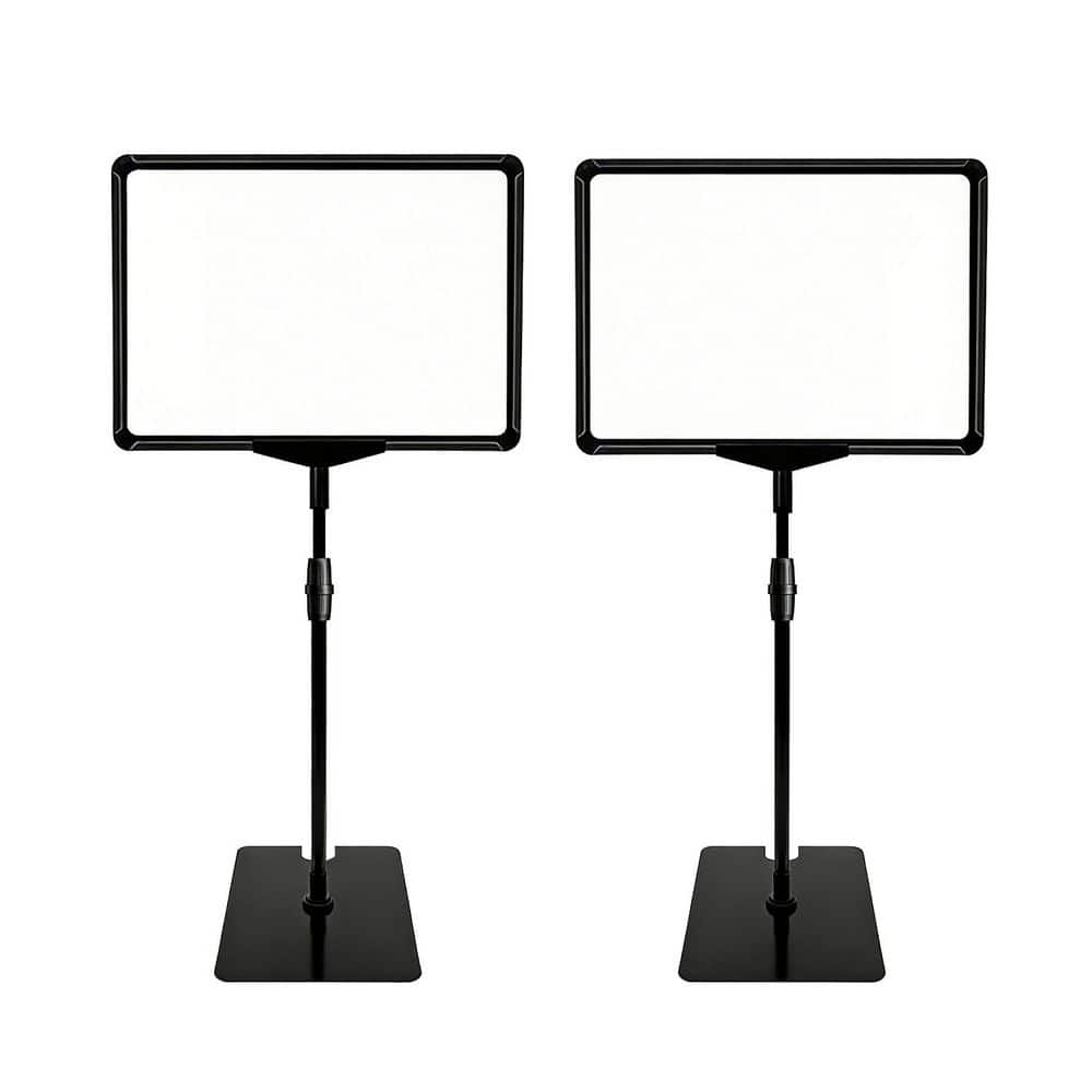 Black Metal 9 in. x 45 in. Adjustable Sign Holders For Table Top 2 Pack ...
