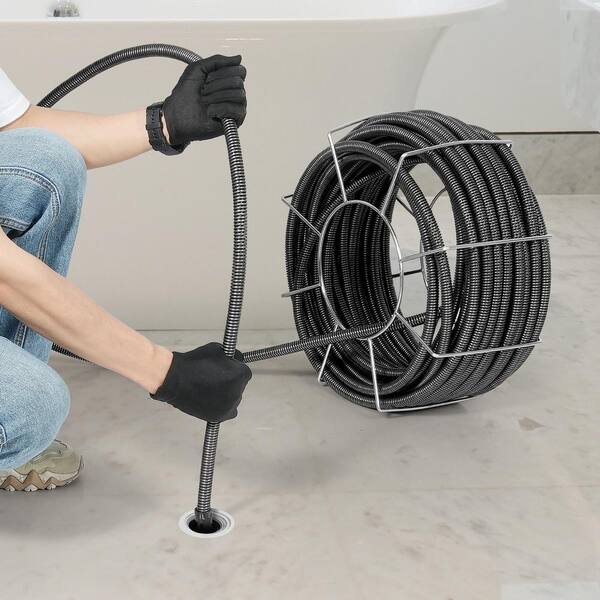 VEVOR Drain Cleaning Cable 100 ft. x 3 4 in. Solid Core Sewer Drain Auger Cable with 4 Cutter for Sink 3.9 in. to 7.9 in. Pipe GSNXDL34IN10UQONSV0 The Home Depot
