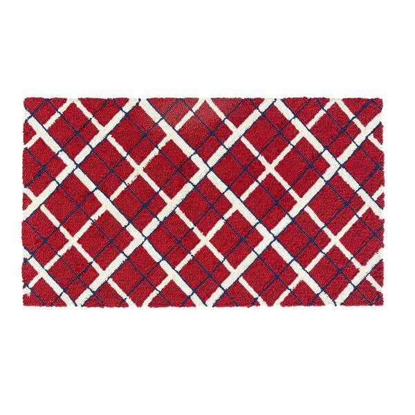 Evergreen Red and White Patriotic Plaid 2 ft. x 3 1/2 ft. Hooked Indoor ...