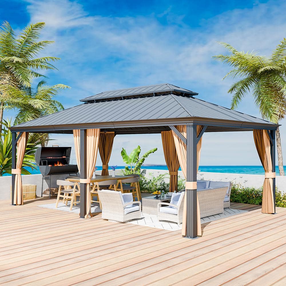 INMITOM 12 ft. x 20 ft. Hardtop Gazebo with Aluminum Frame, Double ...