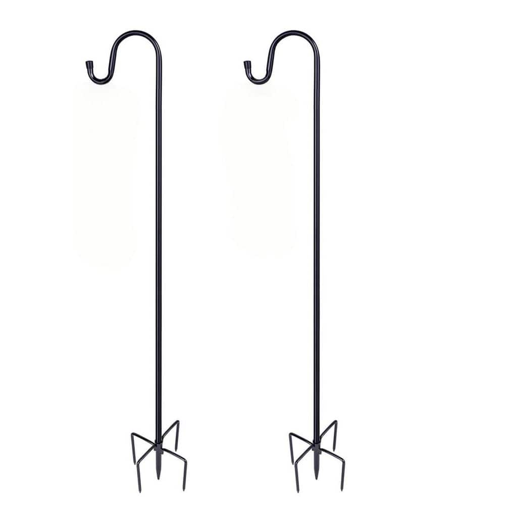 Bird Feeder Pole, 45 in. Heavy Duty Shepherds Hooks for Outdoor w/ 5 ...