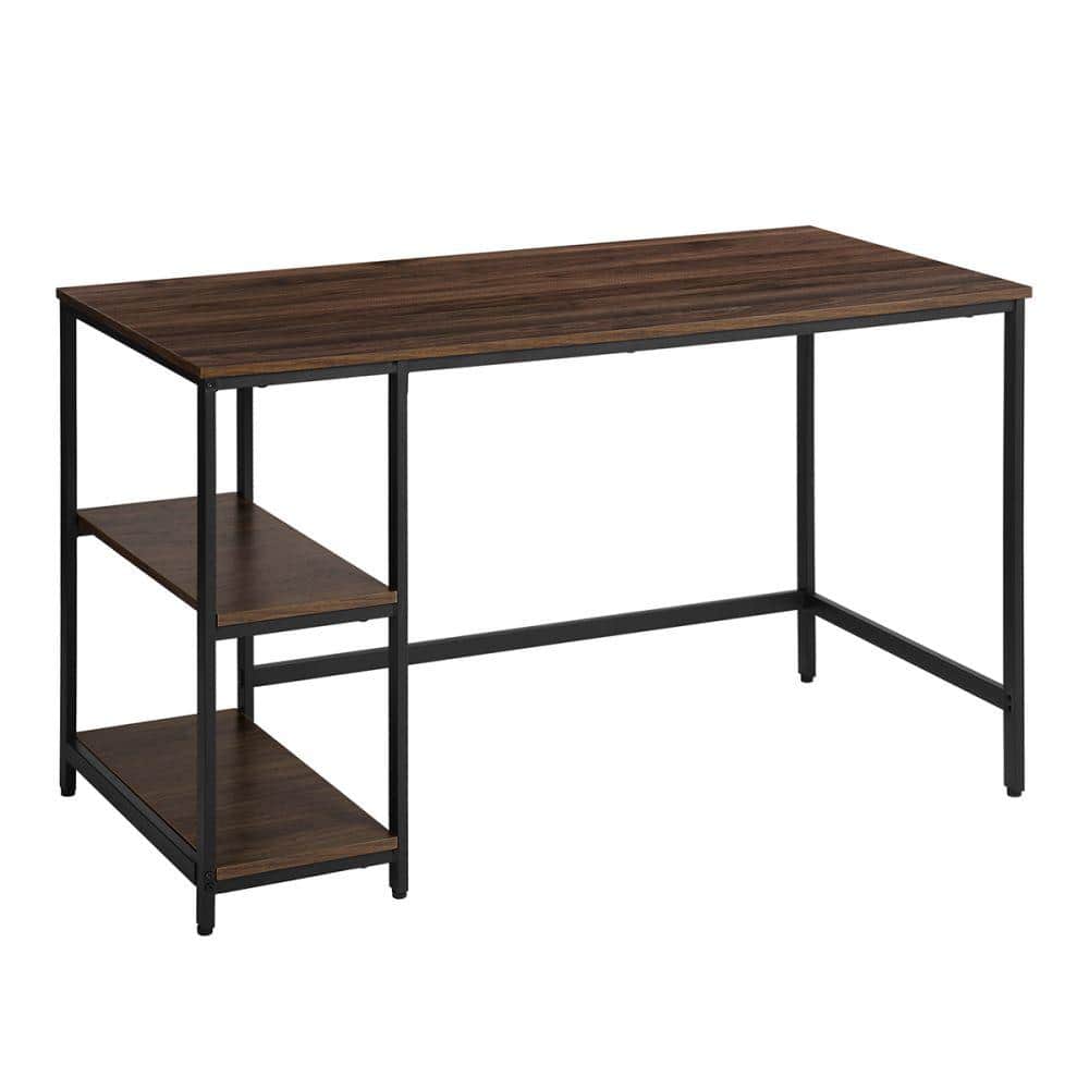 47.2 in. Retangular Walnut Wood Computer Desk with Shelves GP-LKW9-0009 ...