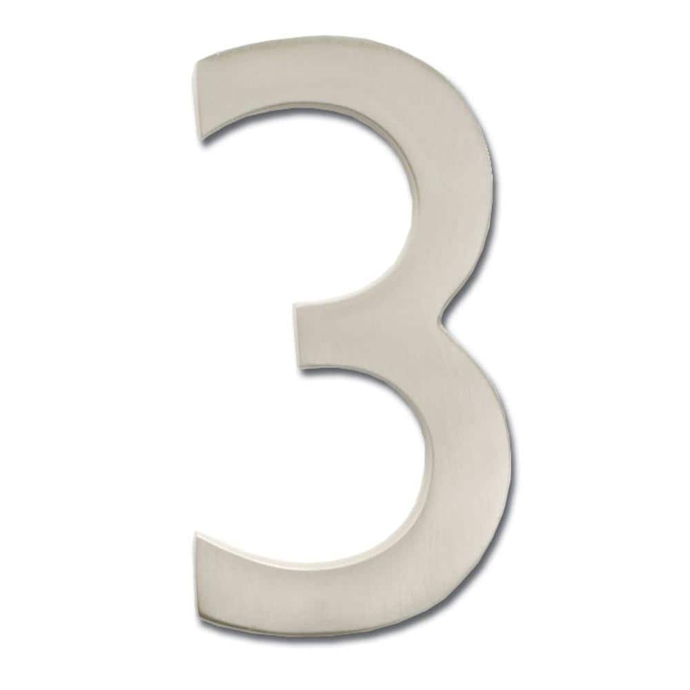 Architectural Mailboxes 4 in. Satin Nickel Floating House Number 3 ...