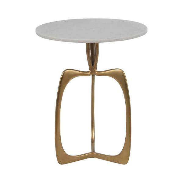 Liv & Skye 18 in. Gold Round Marble Accent Table 14844-01 - The Home Depot