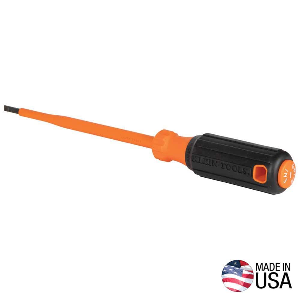 Klein Tools Insulated Screwdriver, 3/16 in. Cabinet Tip, 6 in. Round ...