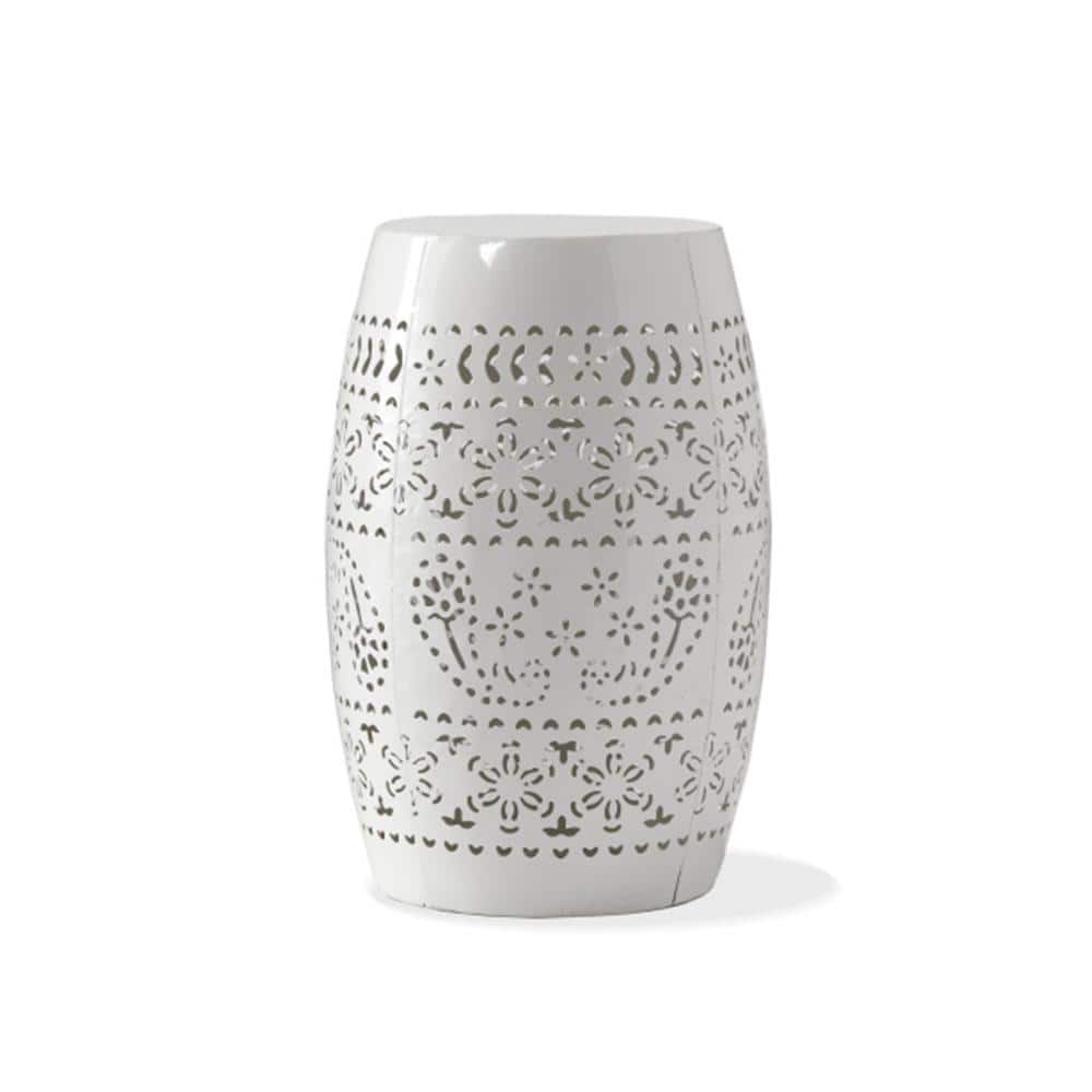 ITOPFOX 12 in. Outdoor Modern White Round Metal Side Table HDSA17 ...