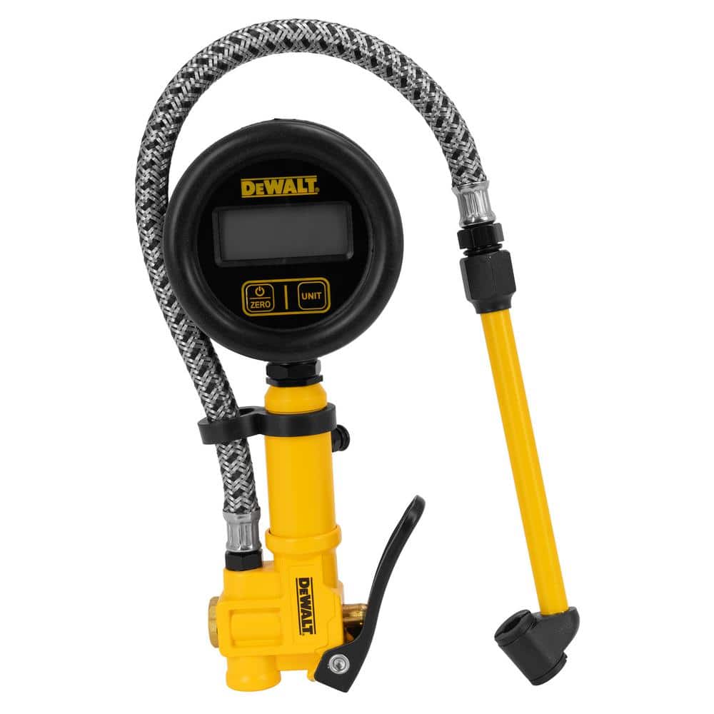DEWALT 2.5 in. Digital Inflator with 15 in. Steel Braided Hose DXCM024 ...