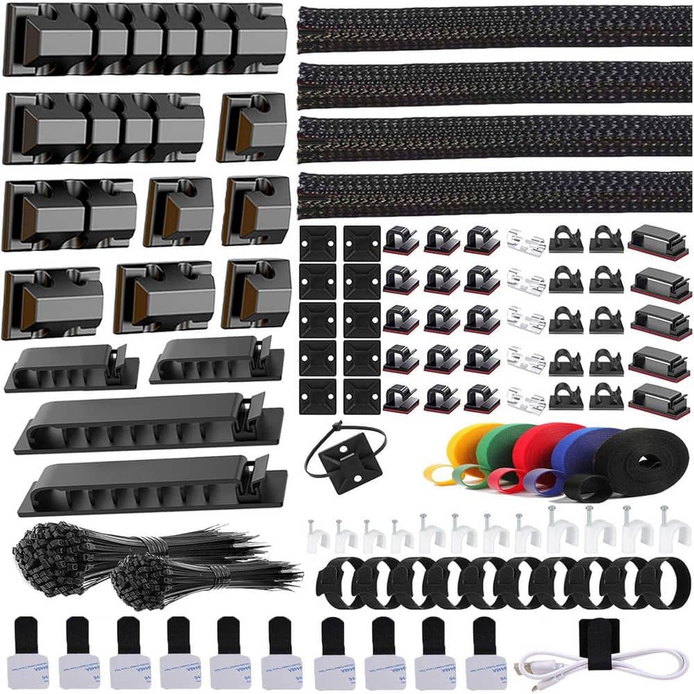 Yichuhaoxi Cable Management Kit 327 PCS with Cable Sleeves, Clips, Holders, Organizer Straps ...