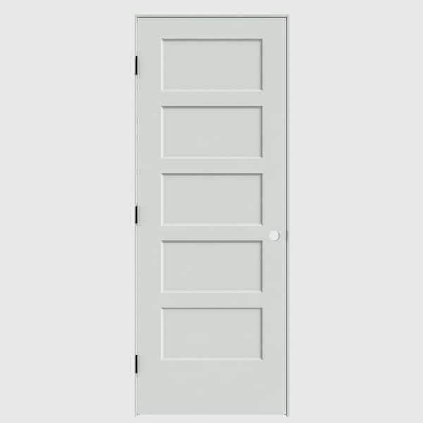 Masonite 30 in. x 80 in. 5-Panel Bayshore Right-Hand Solid Core Primed Molded Composite Single ...