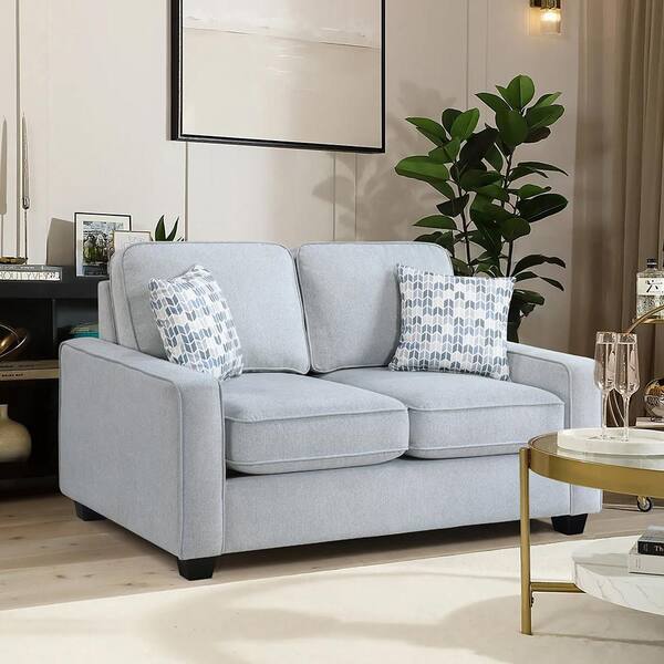 Lazzara Oswald 59.5 in. W Gray Textured Fabric Upholstery 2-Seater ...