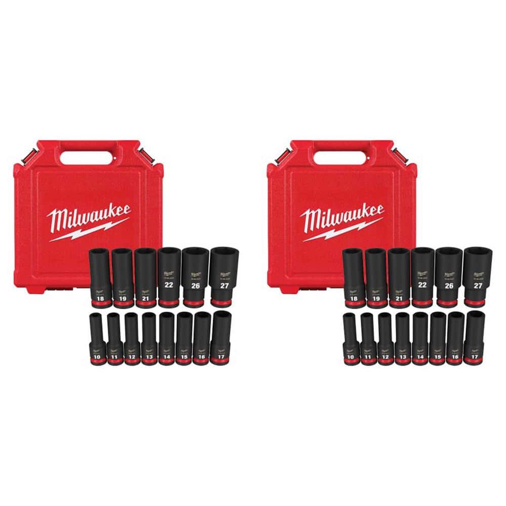 Milwaukee SHOCKWAVE 1/2 in. Drive Metric Deep Well 6 Point Impact ...