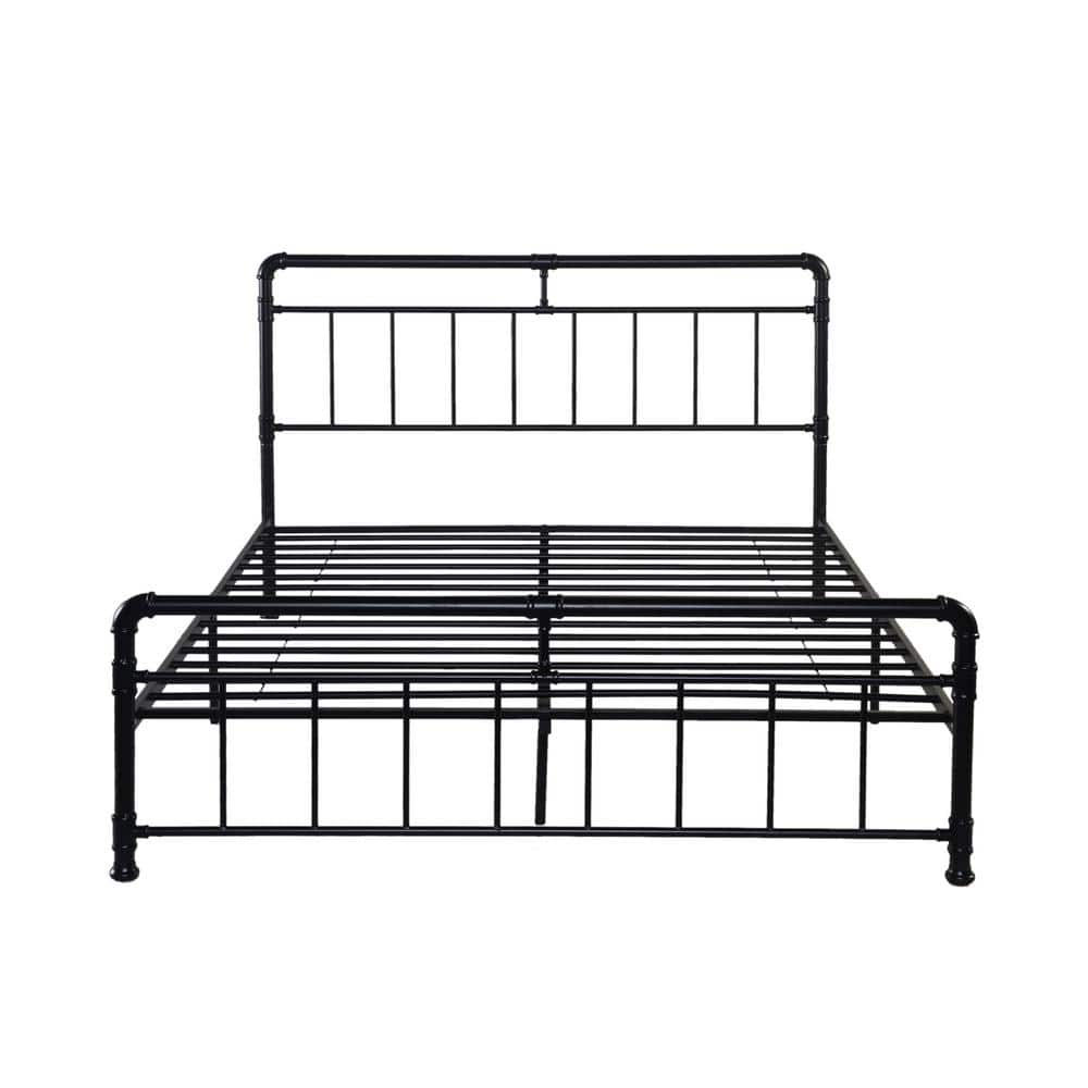 Noble House Mowry Industrial Queen-Size Flat Black Iron Bed Frame 55254 ...