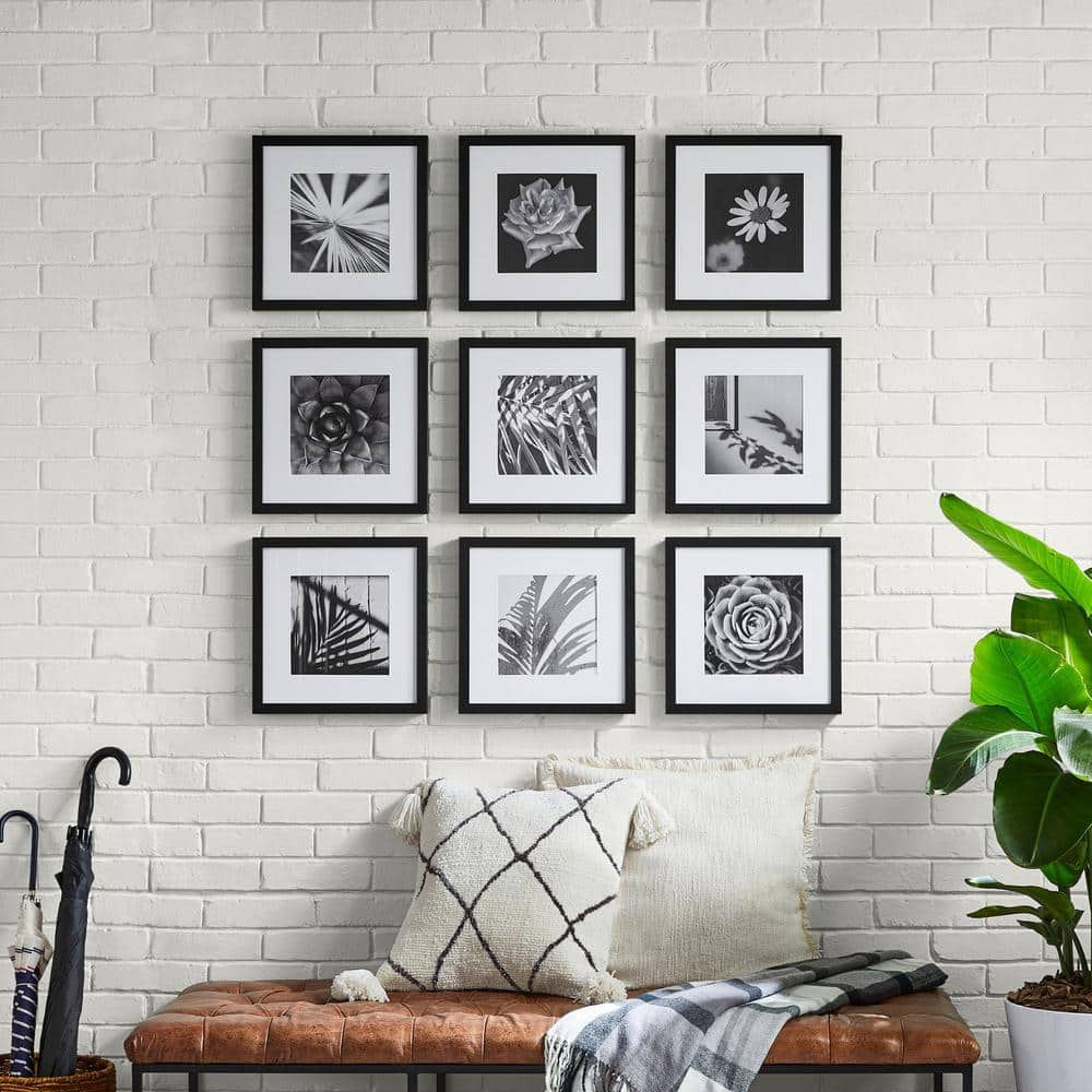 StyleWell 12 in. x 12 in. Matted to 8 in. x 8 in. Black Gallery Wall ...
