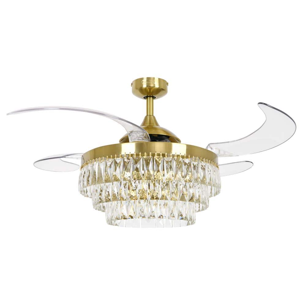 Fanaway Veil 48 in. Indoor Gold Retractable Blades Ceiling Fan with ...
