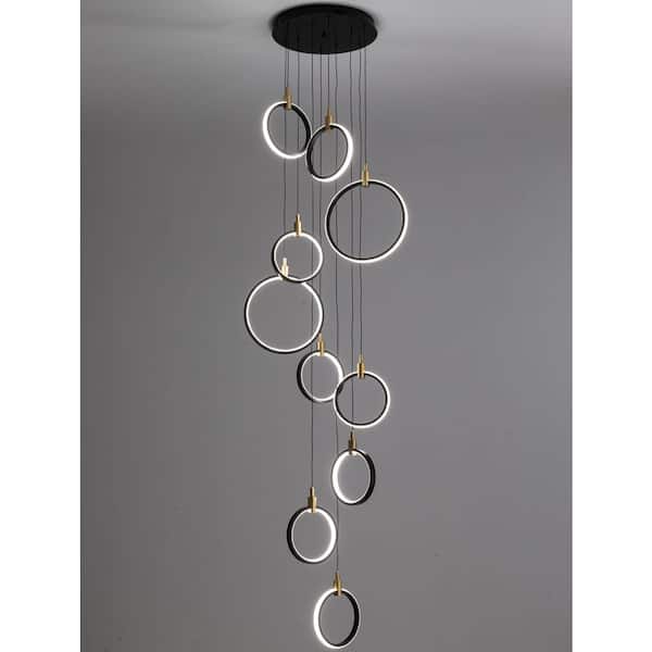 WDETR 10 light Black dimmable integrated LED Chandelier for Dining Room ...