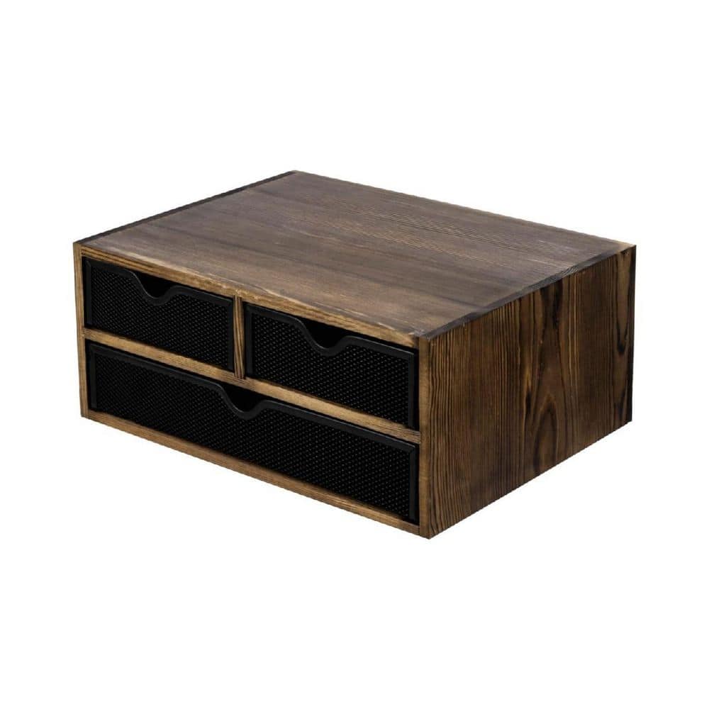 Brown 14 in. x 6 in. Wood Desktop Organizer Box HDC5BRYQ9N - The Home Depot