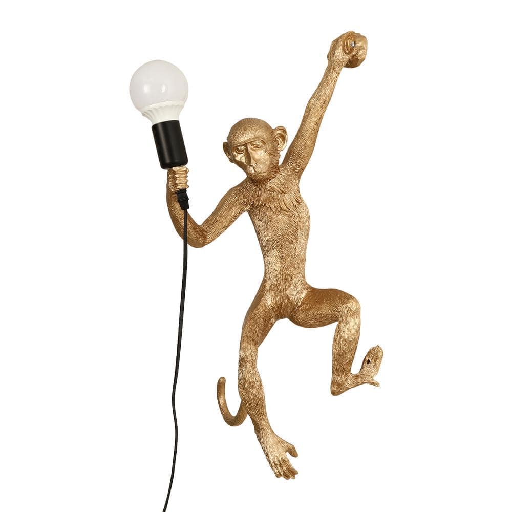 OUKANING 1-Light Gold Vintage Resin Creative Monkey Wall Sconce ...