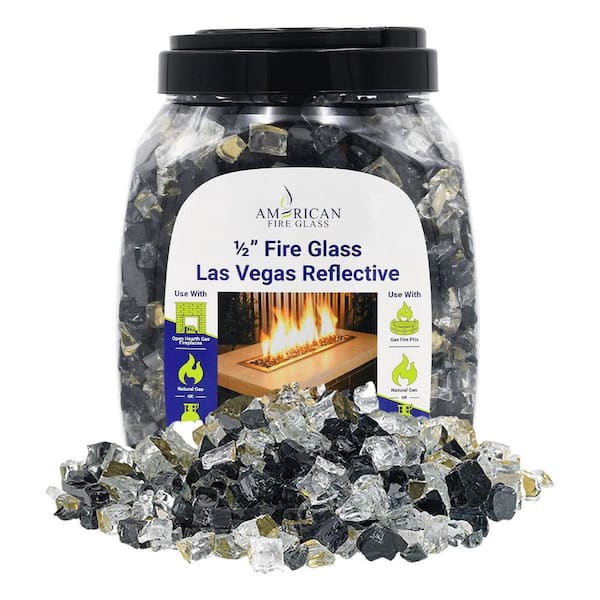 American Fire Glass 1/4 in. Evergreen Reflective Fire Glass-10 lb. Jar ...