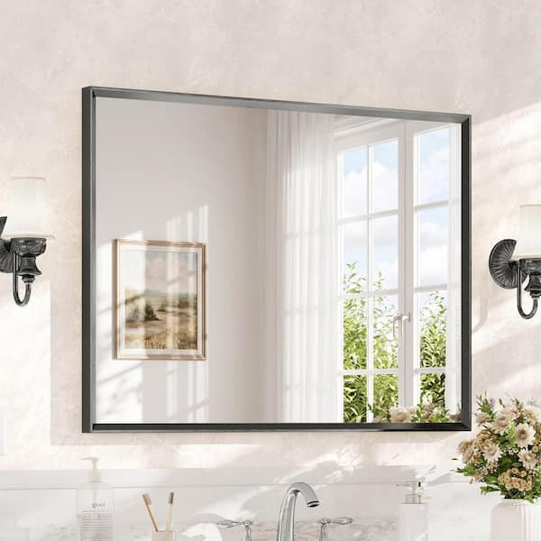 Bonosuki 30 in. H x 40 in. W Rectangle Aluminum Framed Mirrors for ...