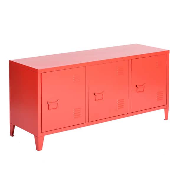 Homy Casa Matapouri 3-Door Red Metal Cabinet MATAPOURI RED LT - The ...