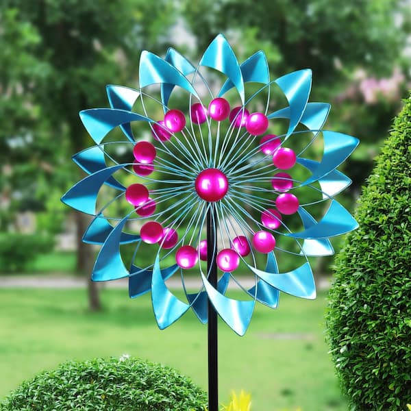 Kinetic Pinwheel Metal Garden Sculpture