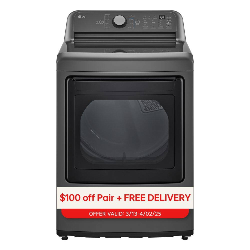 LG 7.3 cu. ft. Vented Gas Dryer in Middle Black with Sensor Dry ...