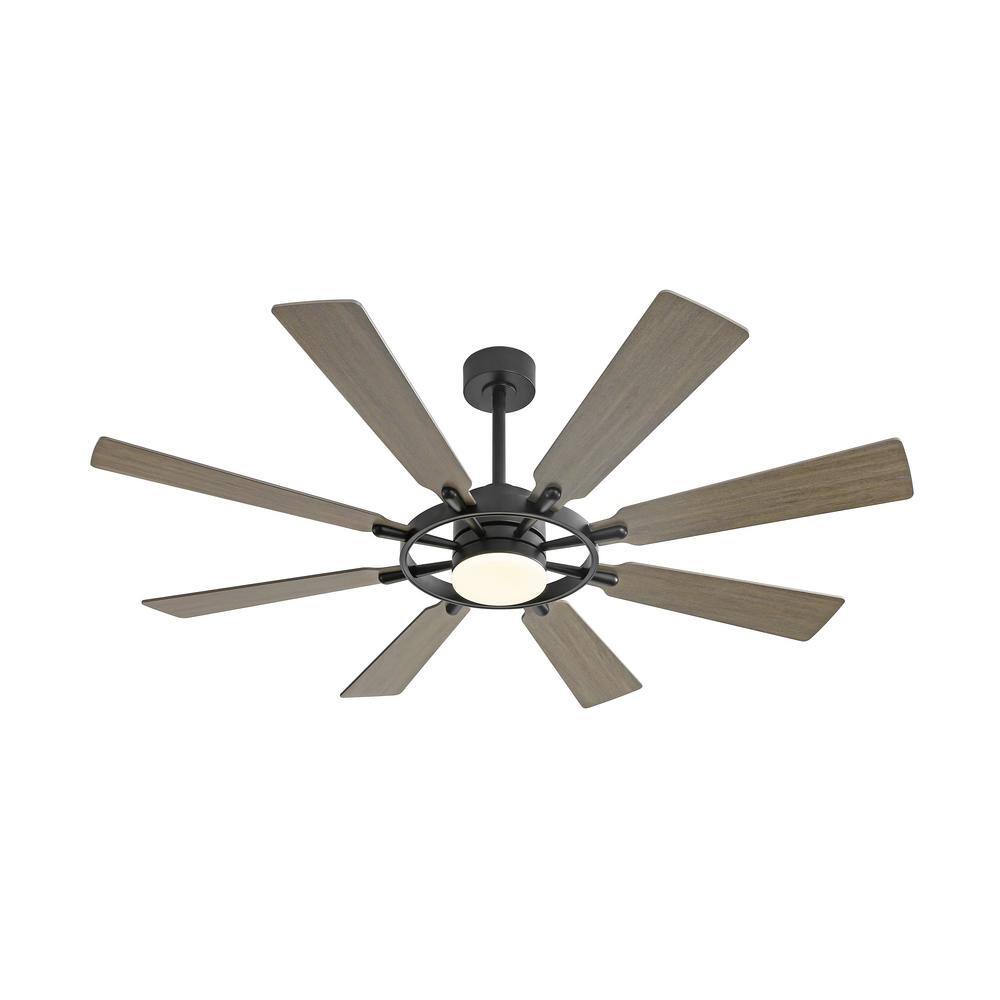 WINGBO 80 in. 8 Blades LED Indoor Black and Grey Ceiling Fan with ...