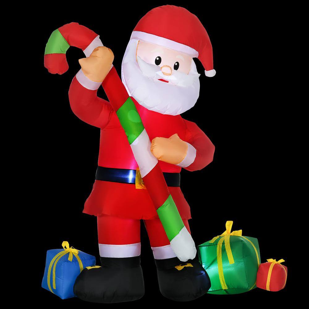HOMCOM 6 ft. H x 4.91 ft. W Christmas Inflatable Santa Claus with Candy ...