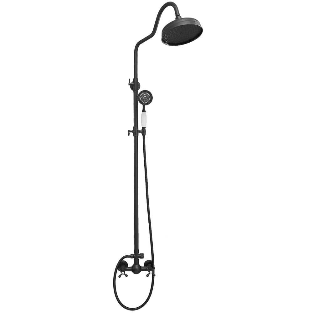 HOMEMYSTIQUE 5-spray Wall Mount 6 in. Shower Head and Handheld Shower ...