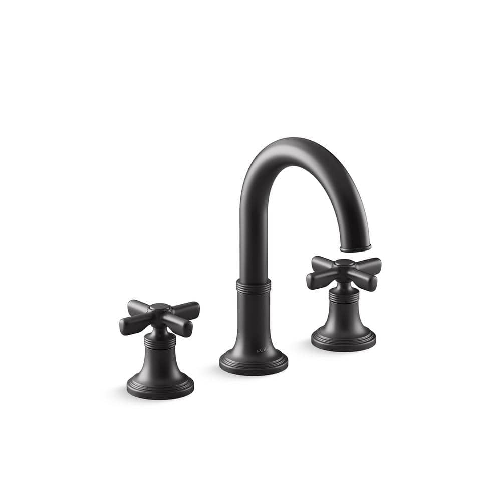 KOHLER Paces 8 in. Widespread Double Handle Bathroom Faucet with Cross Handles in Matte Black ...