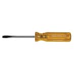Klein Tools 1/4 in. Keystone-Tip Flat Head Screwdriver with 4 in. Round Shank-Cushion Grip ...