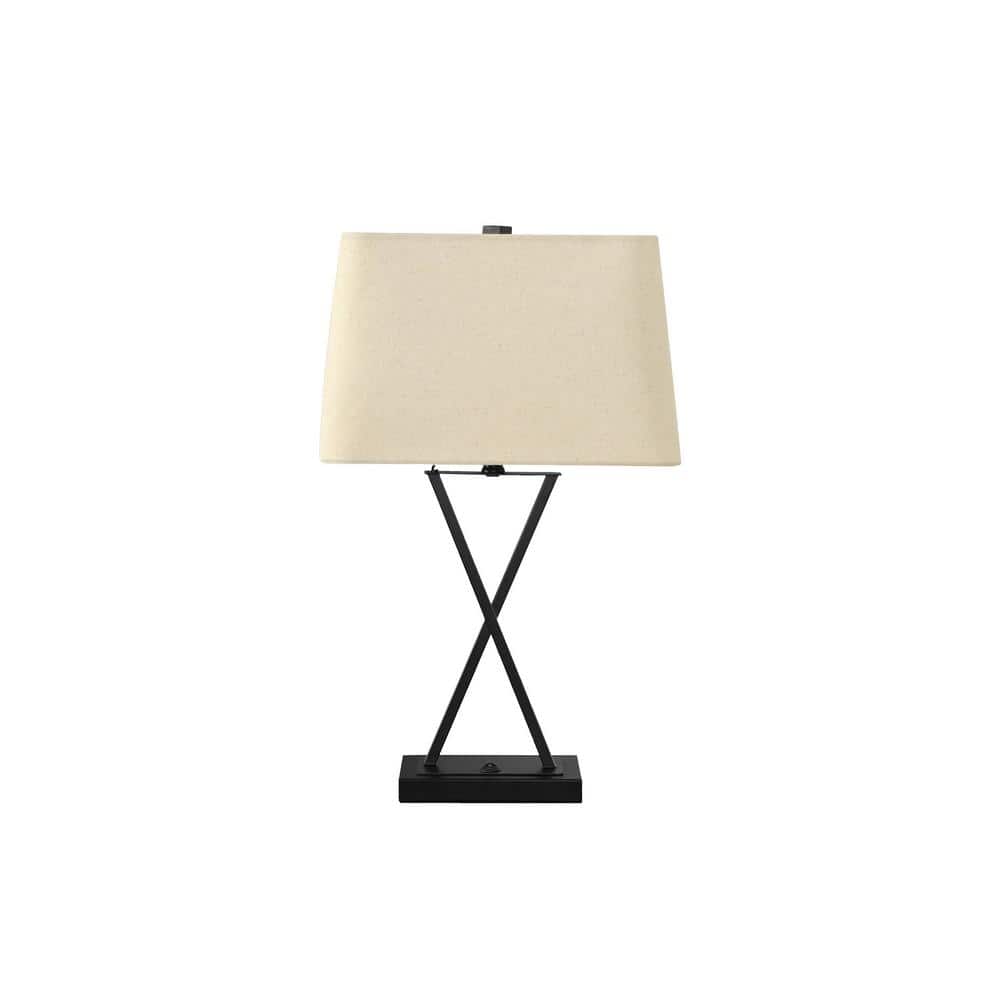 HomeRoots 24.5 in. Beige Transitional Integrated LED Bedside Table Lamp ...