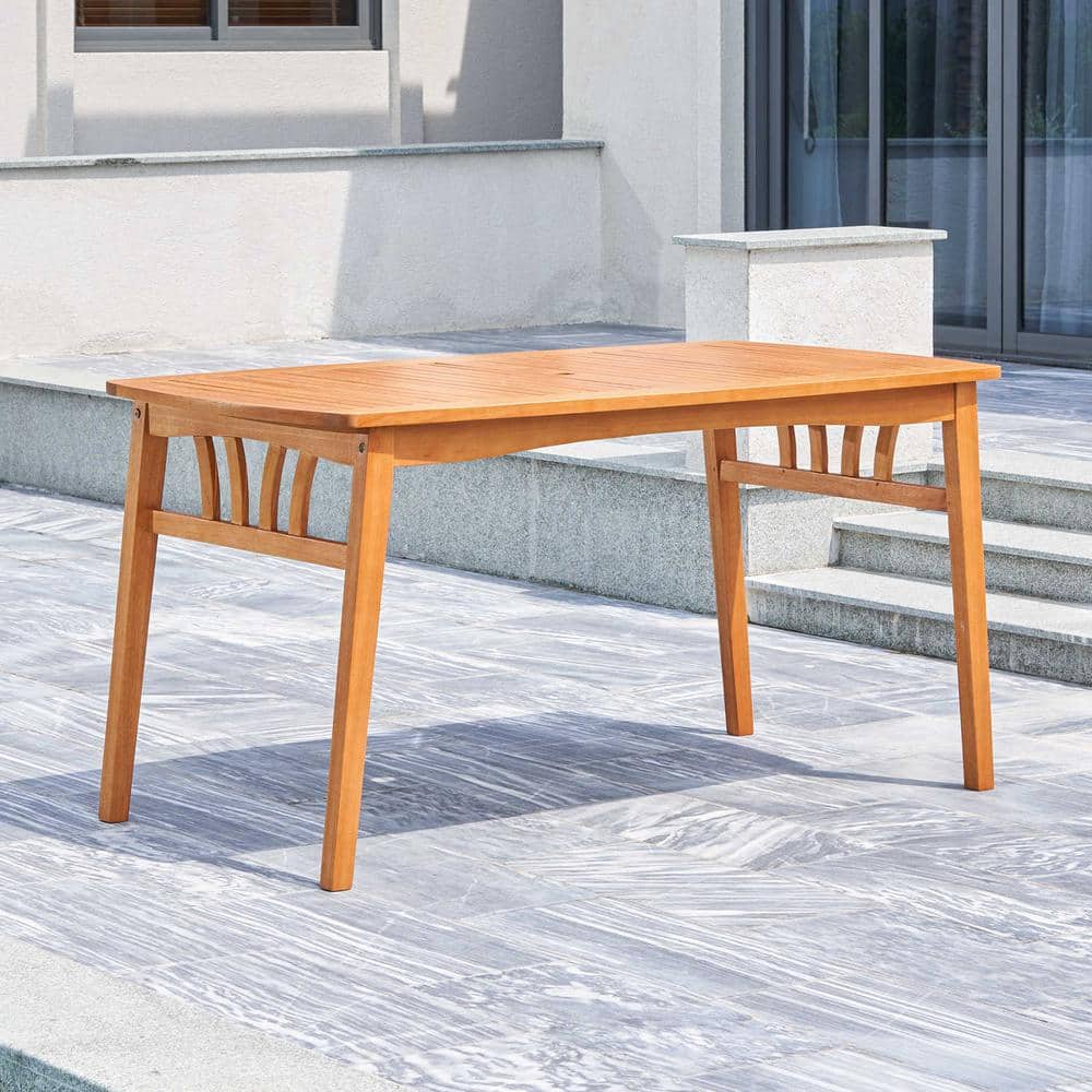 HOTEBIKE 59 in. Kapalua Honey Eucalyptus Wooden Outdoor Dining Table ...