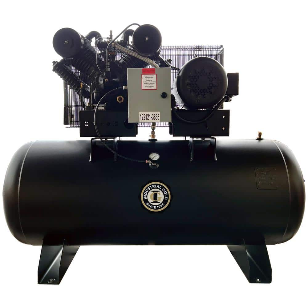 COMPRESSED AIR SYSTEMS Industrial Gold 120 Gal. 10 HP Horizontal 3 ...
