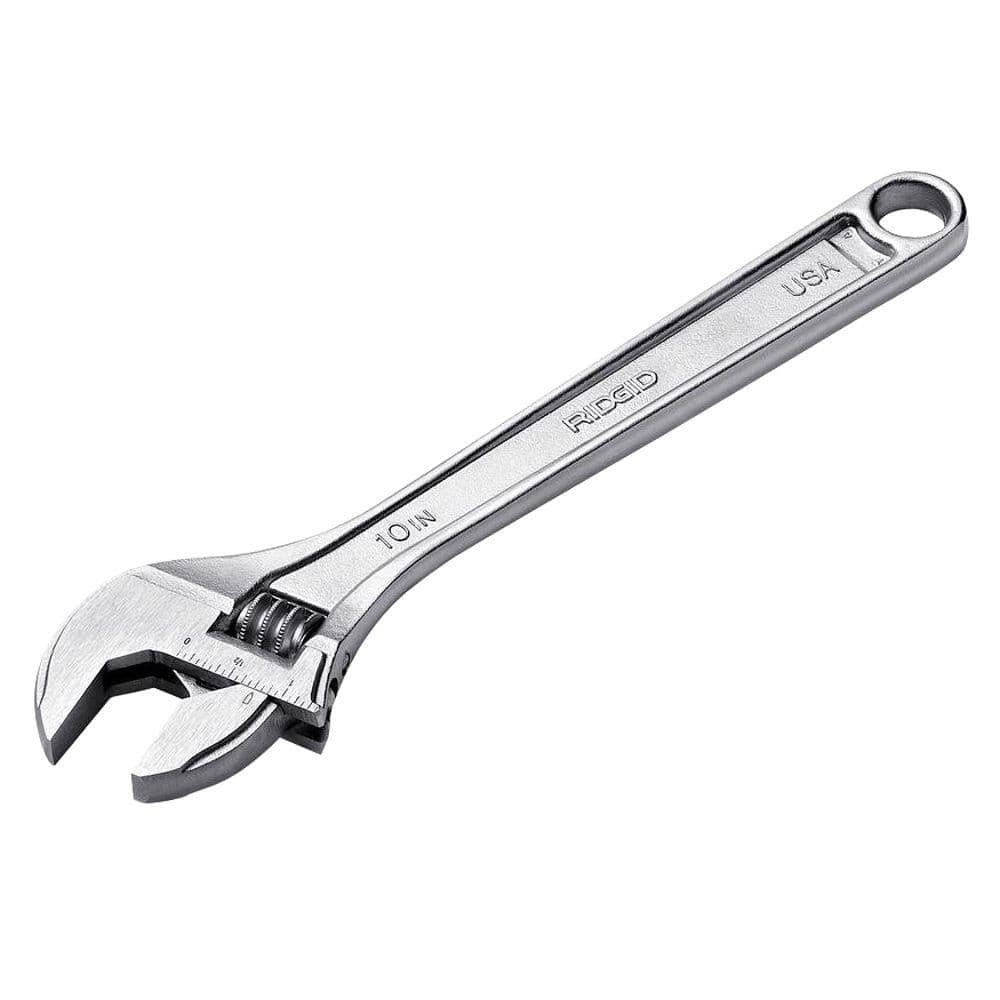 RIDGID 10 in. Adjustable Wrench with Tapered Wide-Capacity Jaw for ...