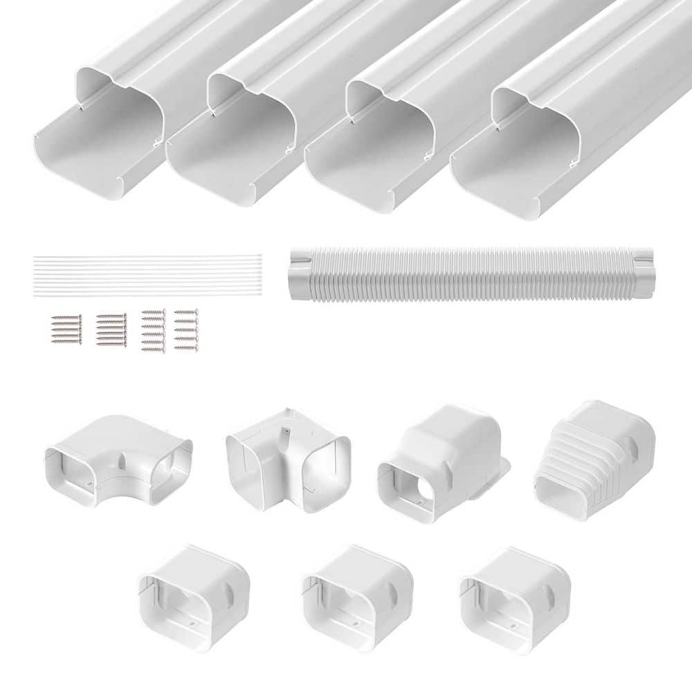 SKYSHALO Mini Split Line Set Cover 3 in. W 15.8 ft. L PVC Decorative ...